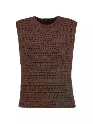 TOD'S Crochet Knit Sleeveless Top - Brown