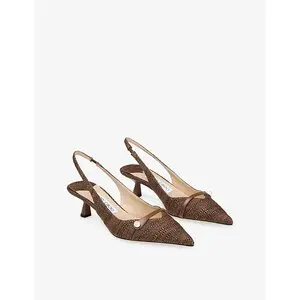 JIMMY CHOO Amita 45 Slingback Raffia Heeled Pumps