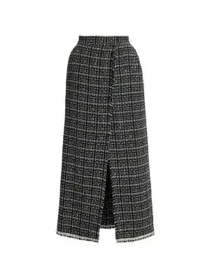 Erdem Tweed Frayed-edge Pencil Skirt