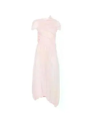 Magda Butrym Ruched Midi Dress With Ruffled Trim