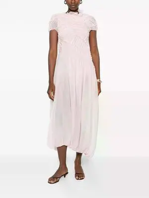 Magda Butrym Ruched Midi Dress With Ruffled Trim