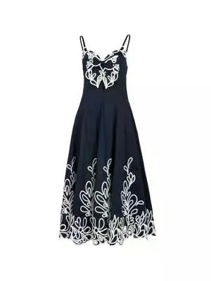 Cinq À Sept Paisley Bloom Embroidered Midi Dress - Blue