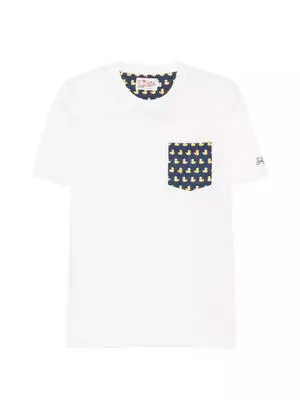 MC2 SAINT BARTH Blanche Duck-print Pocket T-shirt - White