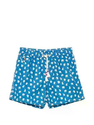 MC2 SAINT BARTH Elephant-print Swim Shorts - Blue