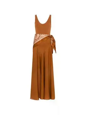Zimmermann Sleeveless Paisley Print Dress With Scarf Detail - Brown