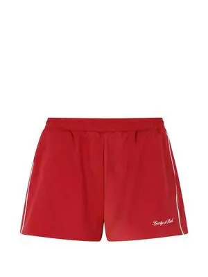 SPORTY & RICH Logo Embroidered Side Stripe Shorts