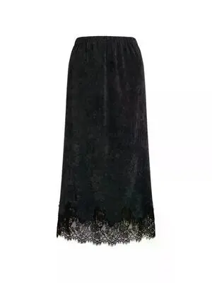 Alberta Ferretti Lace-trim Midi Skirt - Grey