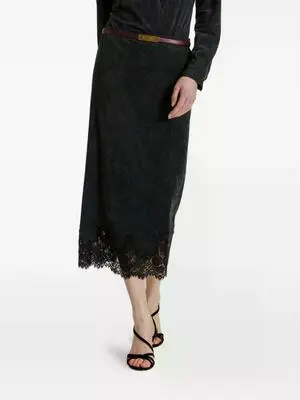 Alberta Ferretti Lace-trim Midi Skirt