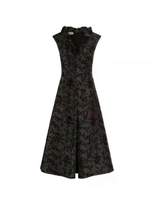 Alberta Ferretti Ruffled Floral Midi Dress - Grey