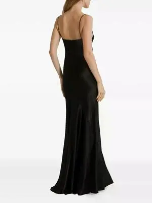Alberta Ferretti Satin V-neck Maxi Dress