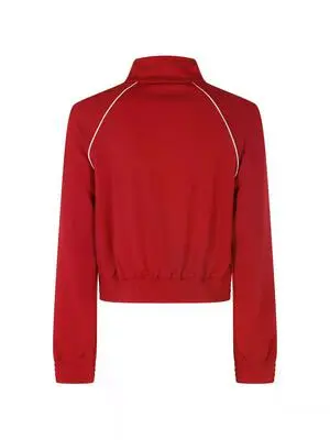 SPORTY & RICH Ruby Contrast Piping Zip-up Jacket - Red
