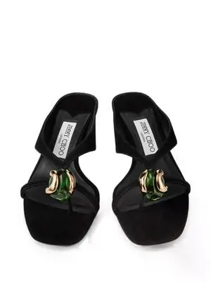 JIMMY CHOO Emeri Suede Stone Embellished Sandals