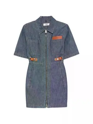 Fendi Leather-trim Zip-up Dress