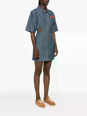 Fendi Leather-trim Zip-up Dress