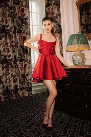 SAU LEE Jolie Jacquard Mini Dress