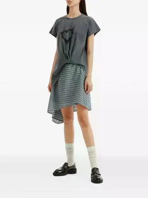 B+AB Check Pattern Asymmetric Dress