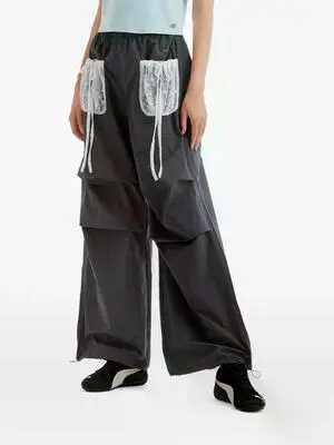 MINI CREAM Wide-leg Trousers With Lace Pocket Detail