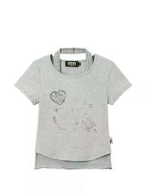 MINI CREAM Layered T-shirt With Graphic Print
