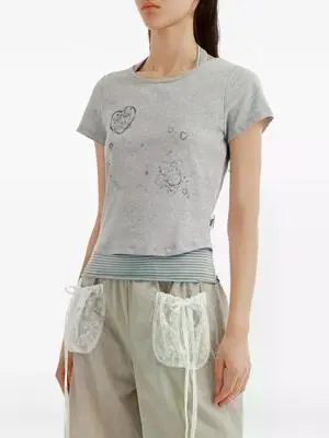 MINI CREAM Layered T-shirt With Graphic Print