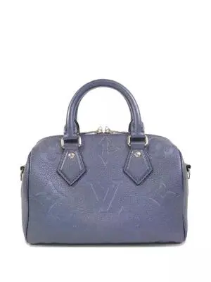 LOUIS VUITTON Speedy Bandoulière 20 Monogram Empreinte Tote Bag - Blue