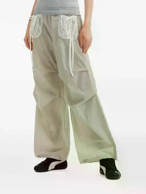 MINI CREAM Lace-pocket Wide-leg Trousers