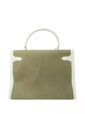 Hermès 35 Kelly Leather-trim Tote Bag - Green