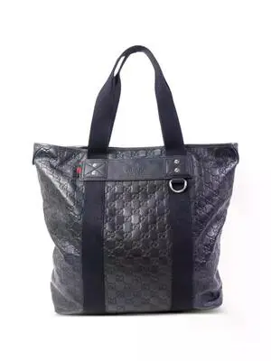Gucci Gg Supreme Leather Tote Bag - Black