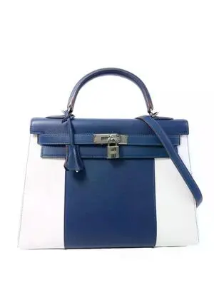Hermès Kelly 32 Leather Tote Bag - Blue