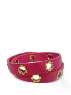FERRAGAMO Leather Flower Eyelet Bracelet