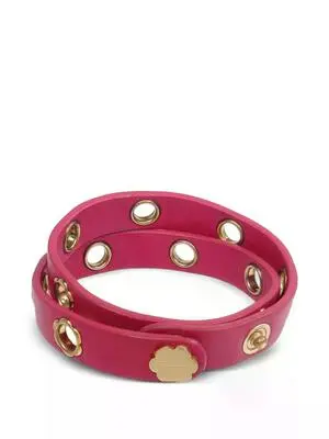 FERRAGAMO Leather Flower Eyelet Bracelet