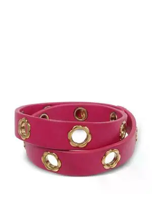 FERRAGAMO Leather Flower Eyelet Bracelet