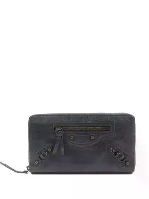 Balenciaga Stud-embellished Leather Wallet - Grey