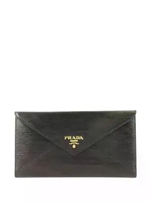 Prada Saffiano Leather Envelope Wallet - Black