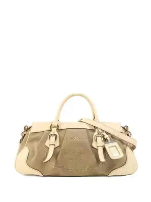 Prada Logo Jacquard Shoulder Bag - Brown
