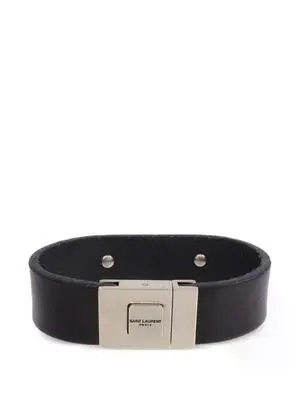 Saint Laurent Logo Plaque Bracelet - Black