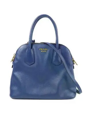 Prada Saffiano Leather Tote Bag - Blue