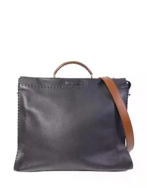 Fendi Peekaboo Leather Shoulder Bag - Black