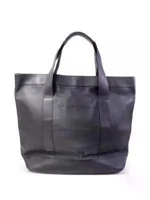Balenciaga Perforated Logo Tote Bag - Black