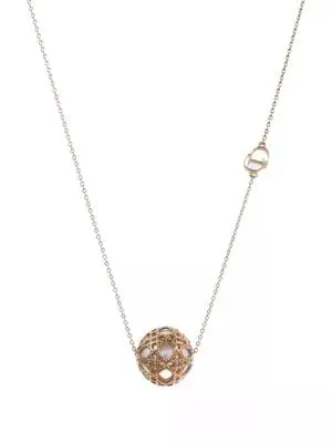Dior Cannage Cd Logo Faux Pearl Necklace