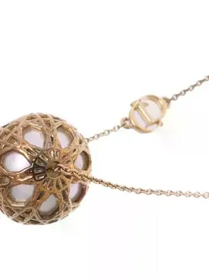 Dior Cannage Cd Logo Faux Pearl Necklace