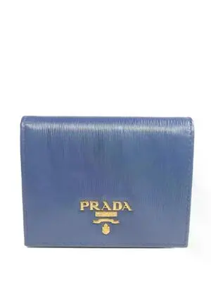 Prada Logo-plaque Leather Wallet - Blue