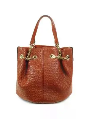 TOD'S Embossed Leather Bucket Bag - Brown