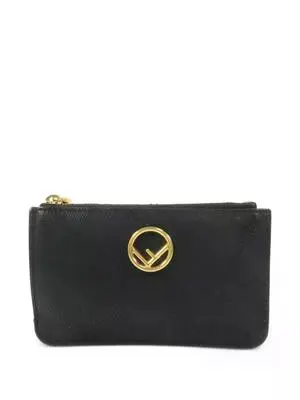 Fendi Logo Leather Wallet - Black