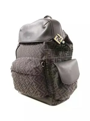 Fendi Ff Logo Canvas Backpack
