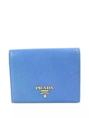 Prada Leather Bifold Wallet - Blue