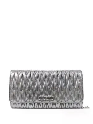 Miu Miu Quilted Leather Wallet - Silver