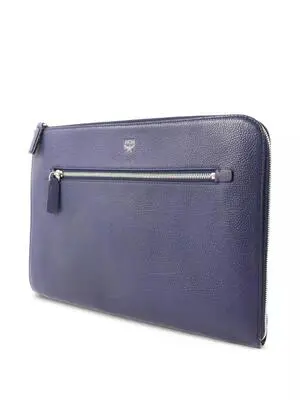 Mcm Grained Leather Clutch Bag - Blue