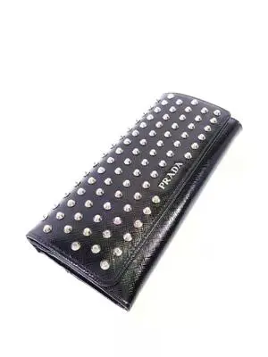 Prada Studded Saffiano Wallet