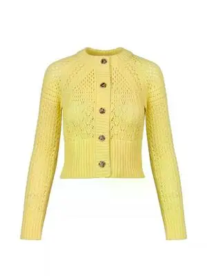Smythe Crochet-knit Button-up Cardigan - Yellow