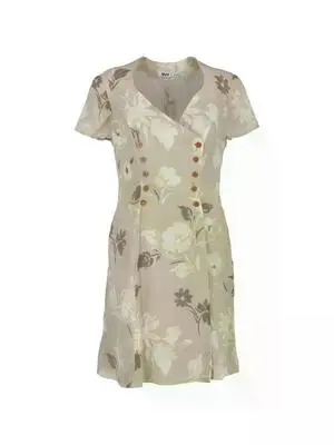 Giorgio Armani Double-breasted Floral Print Dress - Neutrals